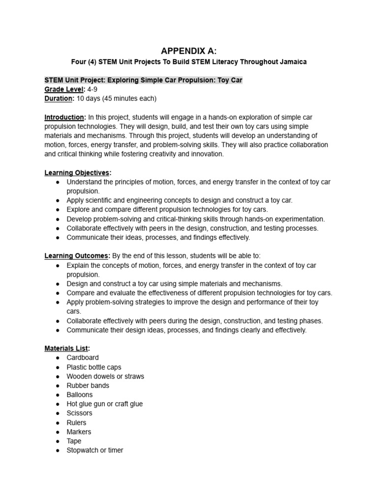 STEM Pilot - Projects | PDF | Creativity | Critical Thinking