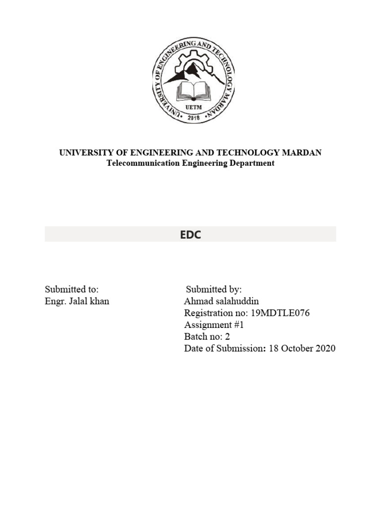 EDC Assignment #1 | PDF | P–N Junction | Semiconductors
