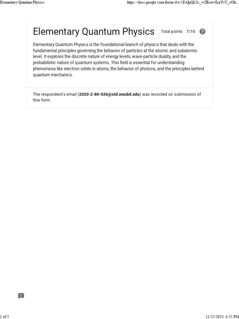 Elementary Quantum Physics | PDF | Quantum Mechanics | Wave Function