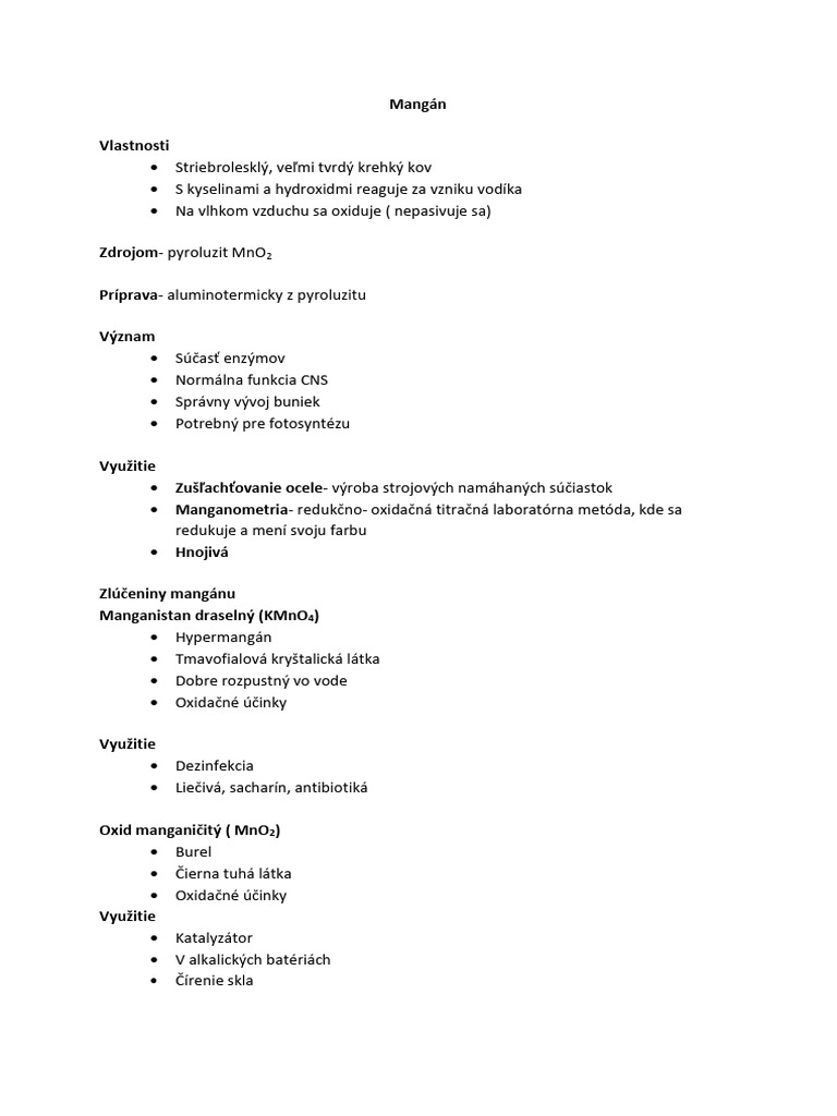 D - Prvky Mangan | PDF