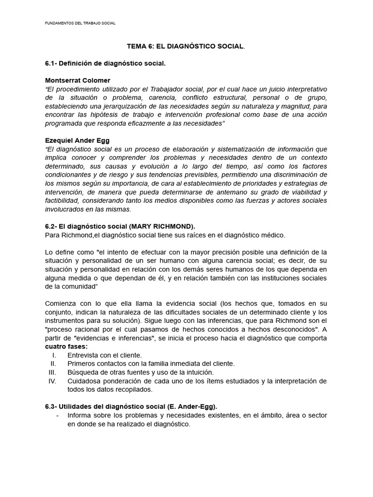 FTS: Tema 6 | PDF | Trabajo Social | Planificación