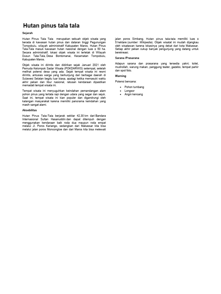 Hutan Pinus Tala-Tala | PDF