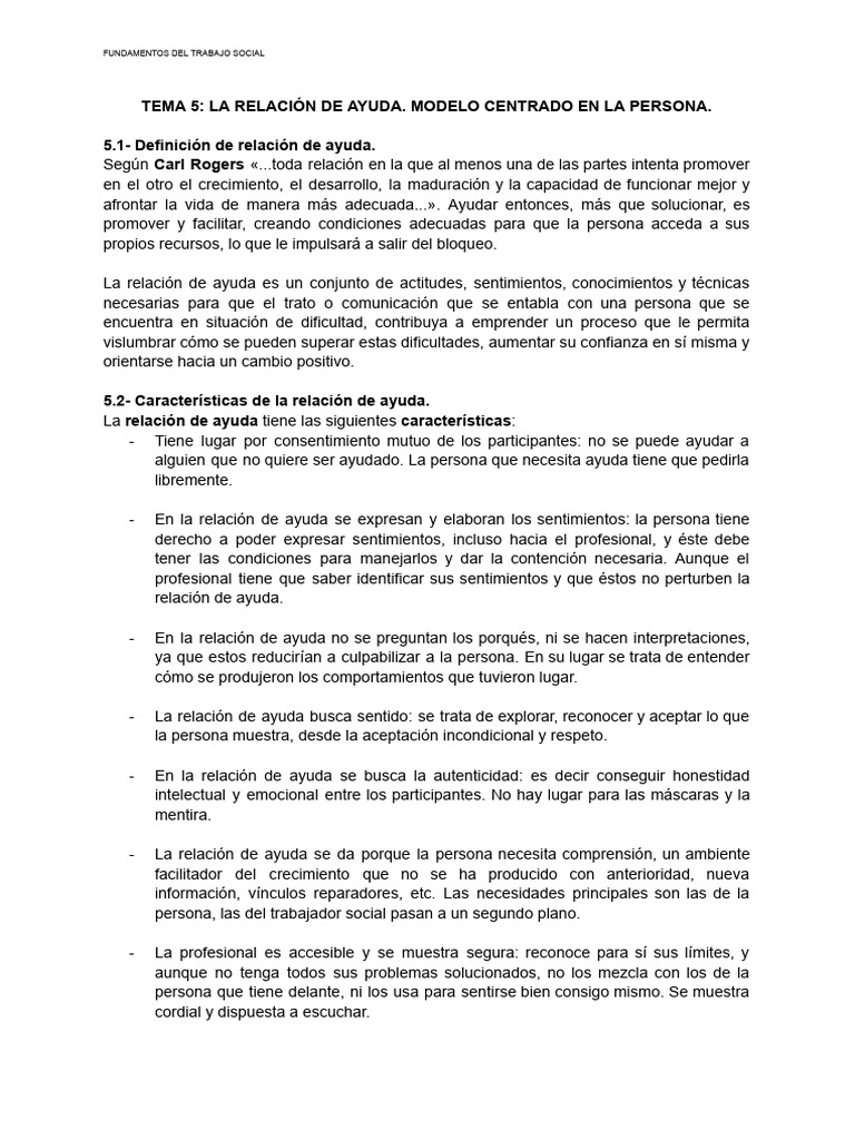 Relación de Ayuda en Trabajo Social | PDF | Empatía | Las emociones
