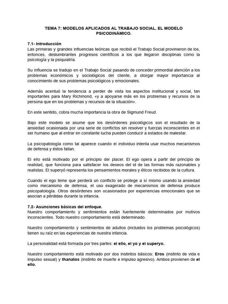 FTS: Tema 7 | PDF | Trabajo Social | Sicología