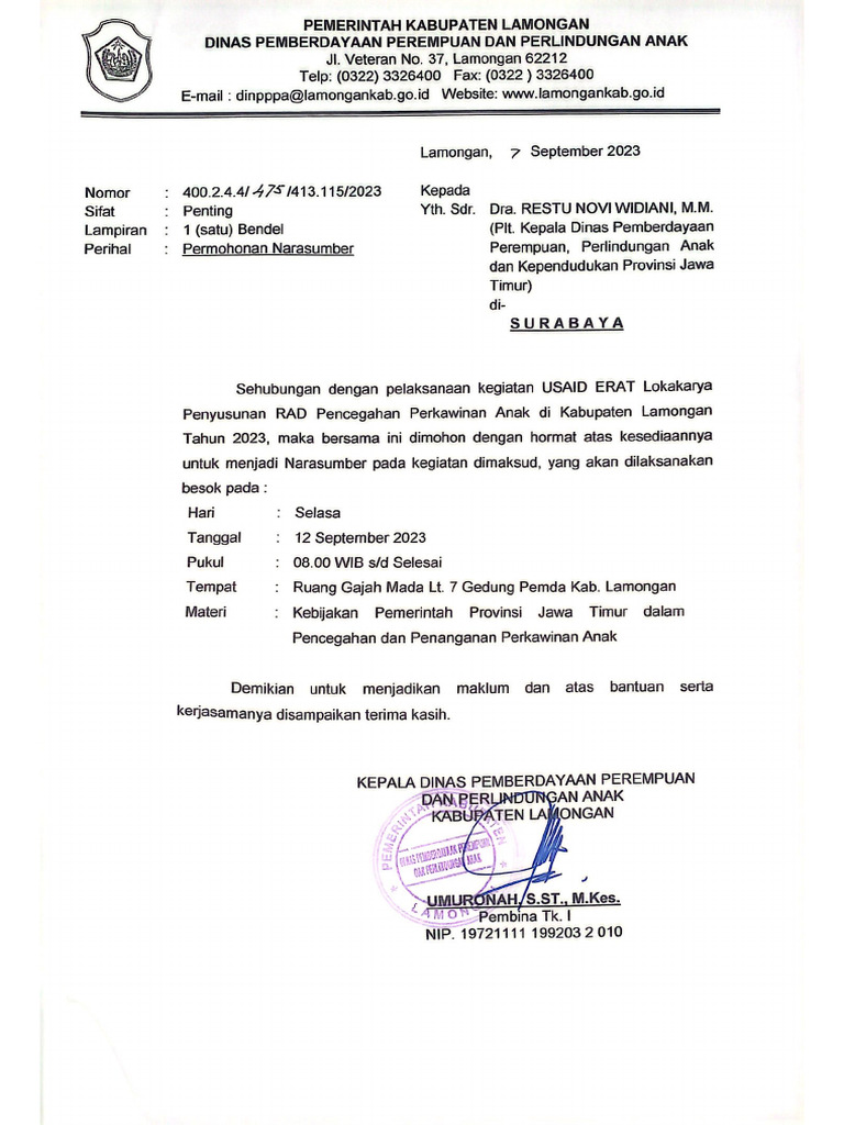 Permohonan Narasumber Bu Restu Novi Widi | PDF Permohonan Narasumber Bu Restu Novi Widi | PDF