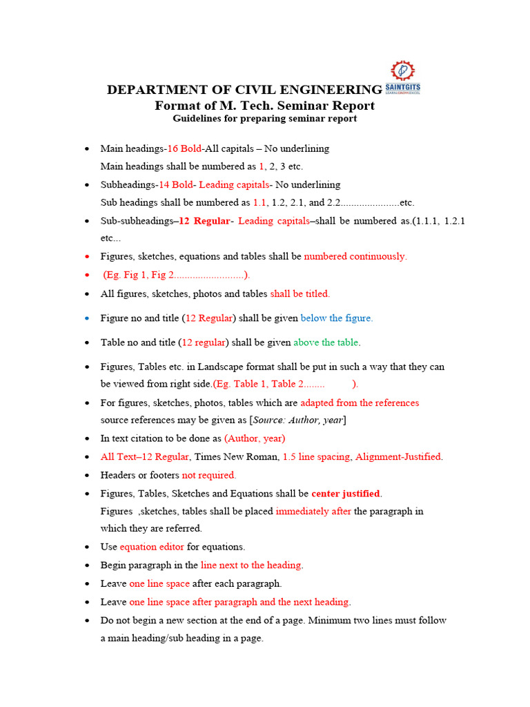 Guidelines or Preparing PG Seminar Report | PDF | Mechanical Engineering | Mechanics
