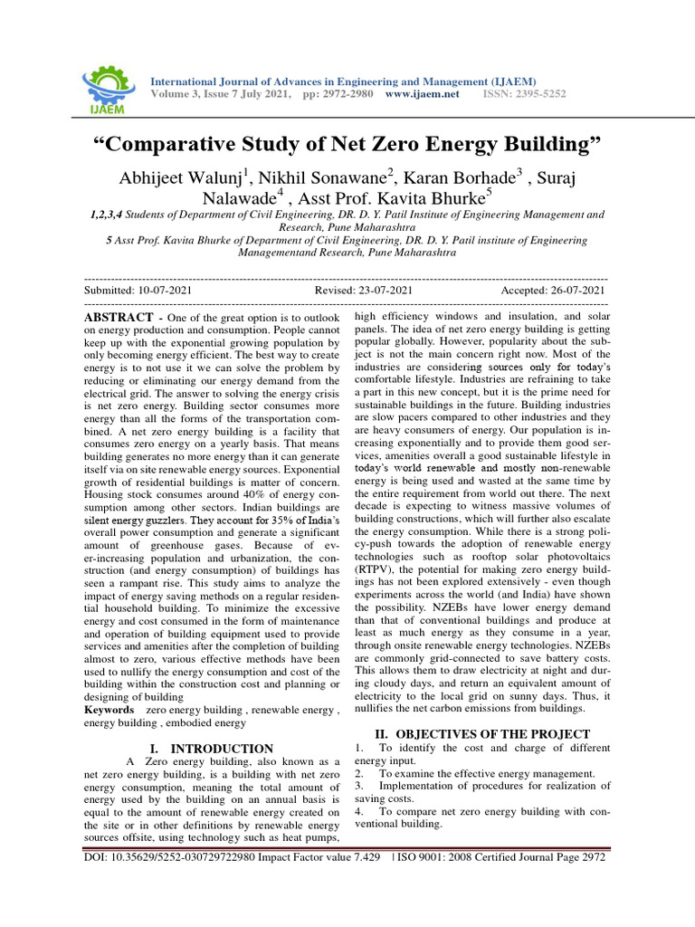 Comparative Study of Net Zero Energy Building | PDF | Cement | Water
