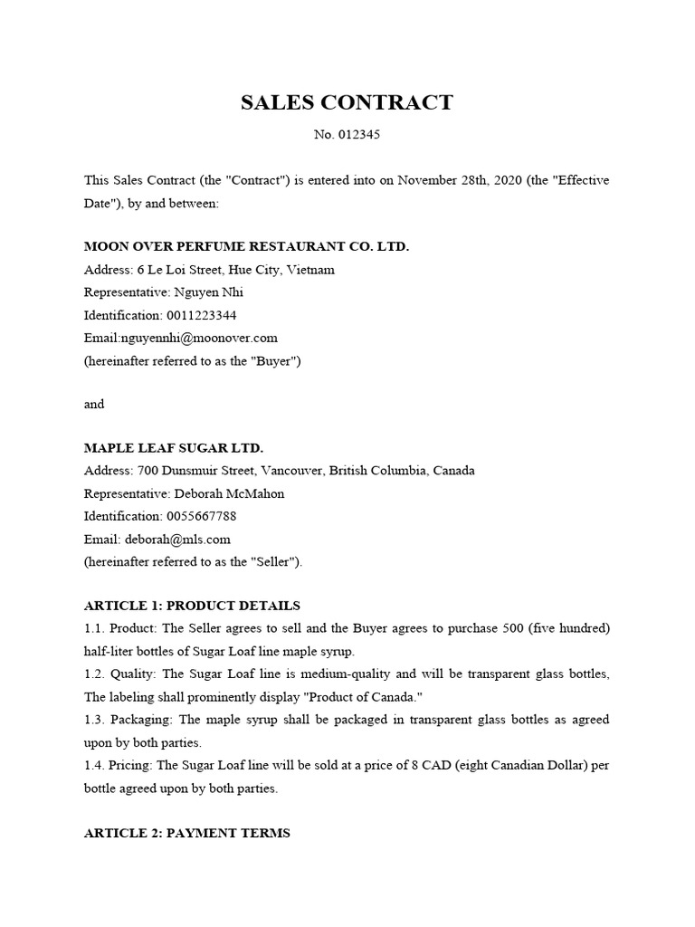 Canada Contract | PDF | Business | Private Law