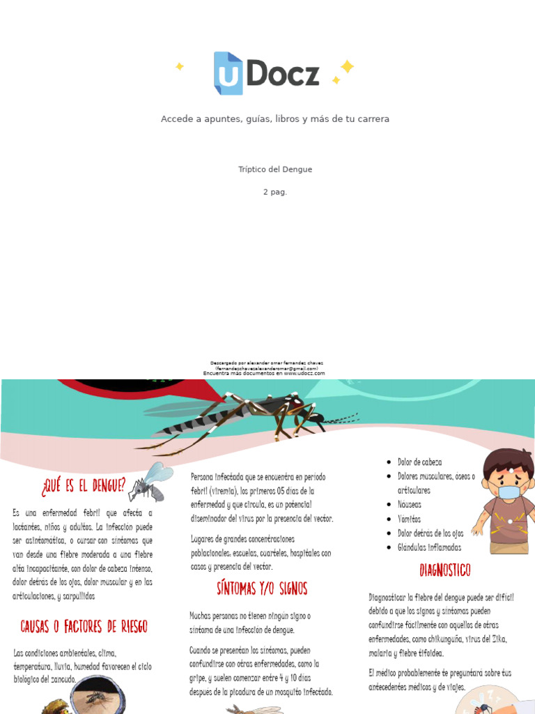 Triptico Del Dengue 250140 Downloadable 4770874 | PDF | Enfermedades y trastornos | Ciencias de ...