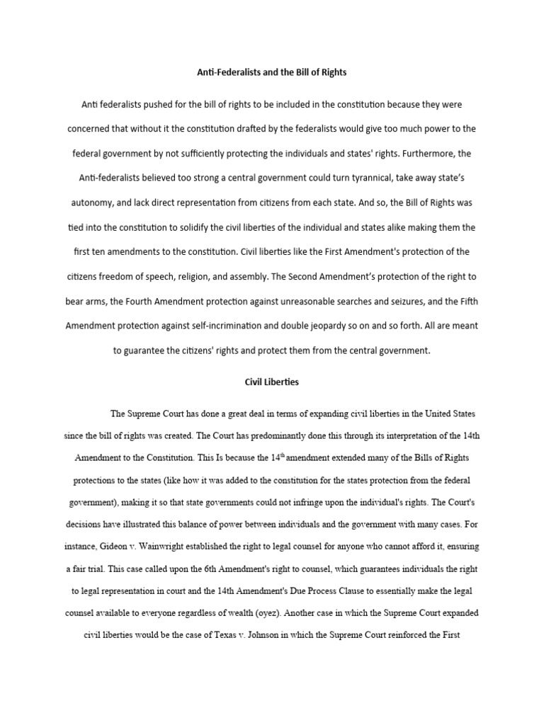 Anti-Federalists and The Bill of Rights | PDF | United States Bill Of ...