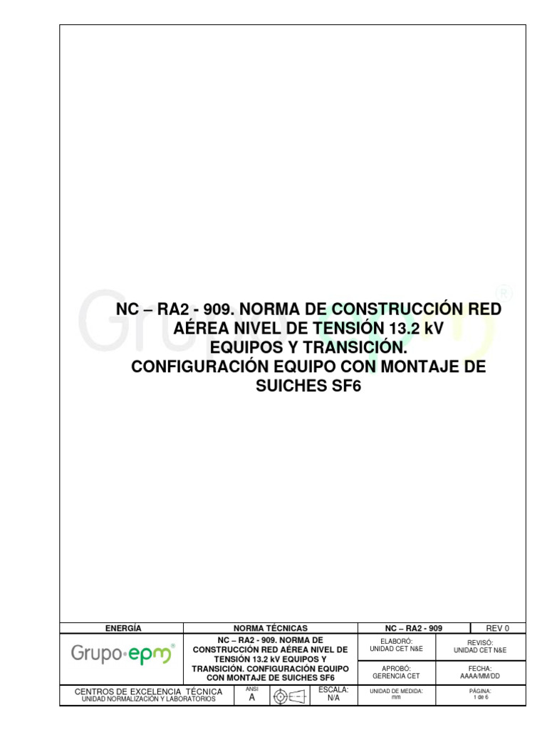 NC Ra2 909 Configuracion Equipo Con Montaje de Suiches sf6 | PDF | Tornillo | Ingenieria Eléctrica
