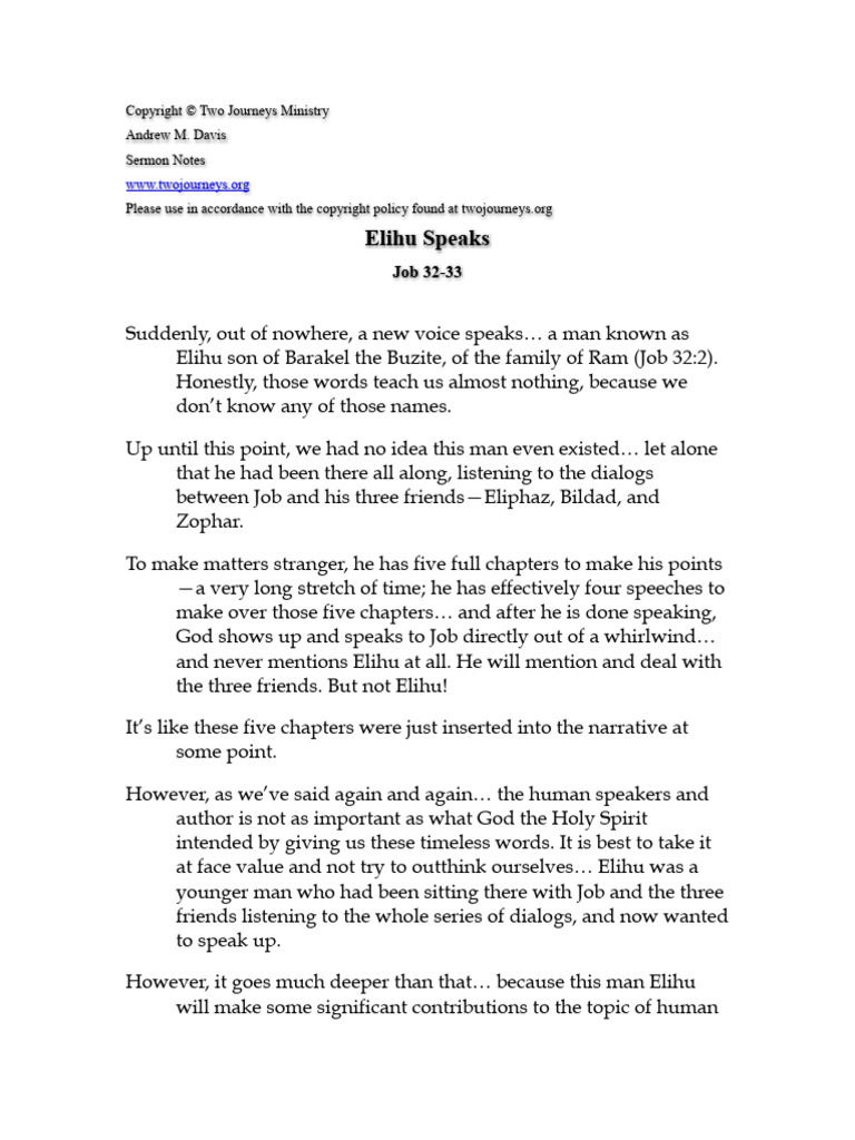 Job 32-33 | PDF | Anger | Religious Belief And Doctrine