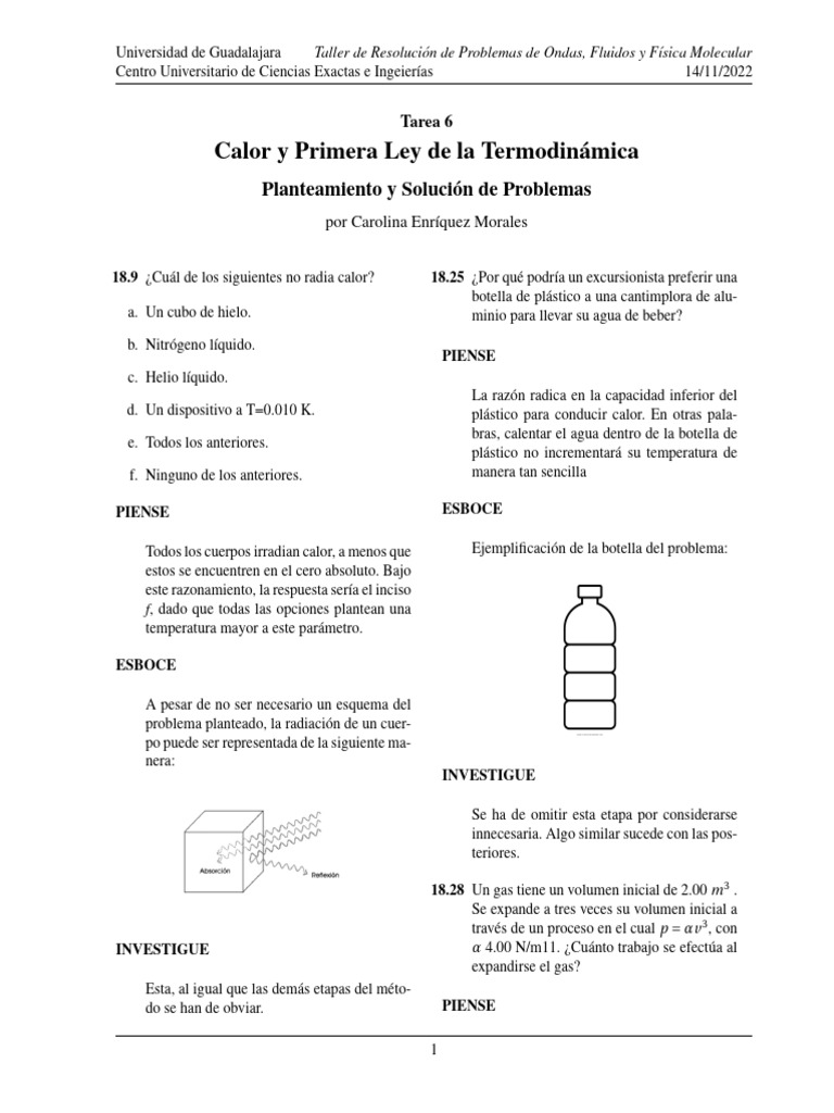 Calor Y Primera Ley De La Termodinámica Pdf Gases Calor 7926