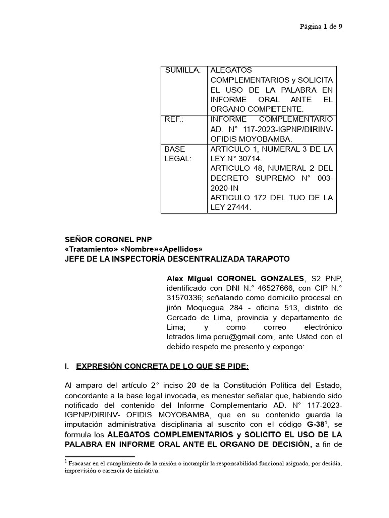 Alegatos Complementarios | PDF | Disciplinas | Gobierno