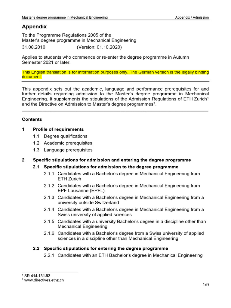 MSC Mechanical Engineering Appendix | Download Free PDF | Academic Degree | University And ...