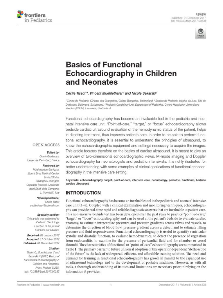 Basics of Functional Echocardiography in Children and Neonates | PDF ...