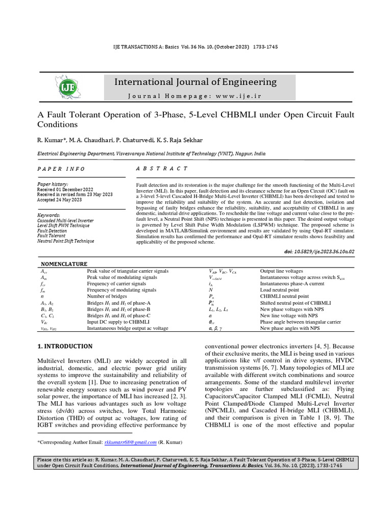 IJE Volume 36 Issue 10 Pages 1733-1745 | PDF | Power Inverter | Power Electronics