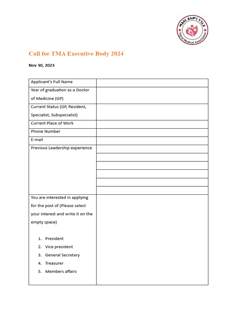 Call For Executive Body 2024 | PDF