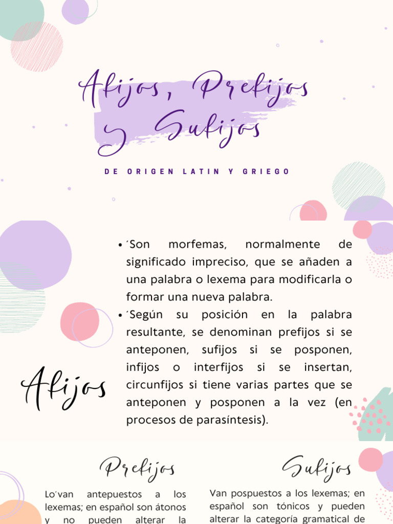 Sufijos, Prefijos y Afijos | PDF | Lexicología | Unidades Semánticas