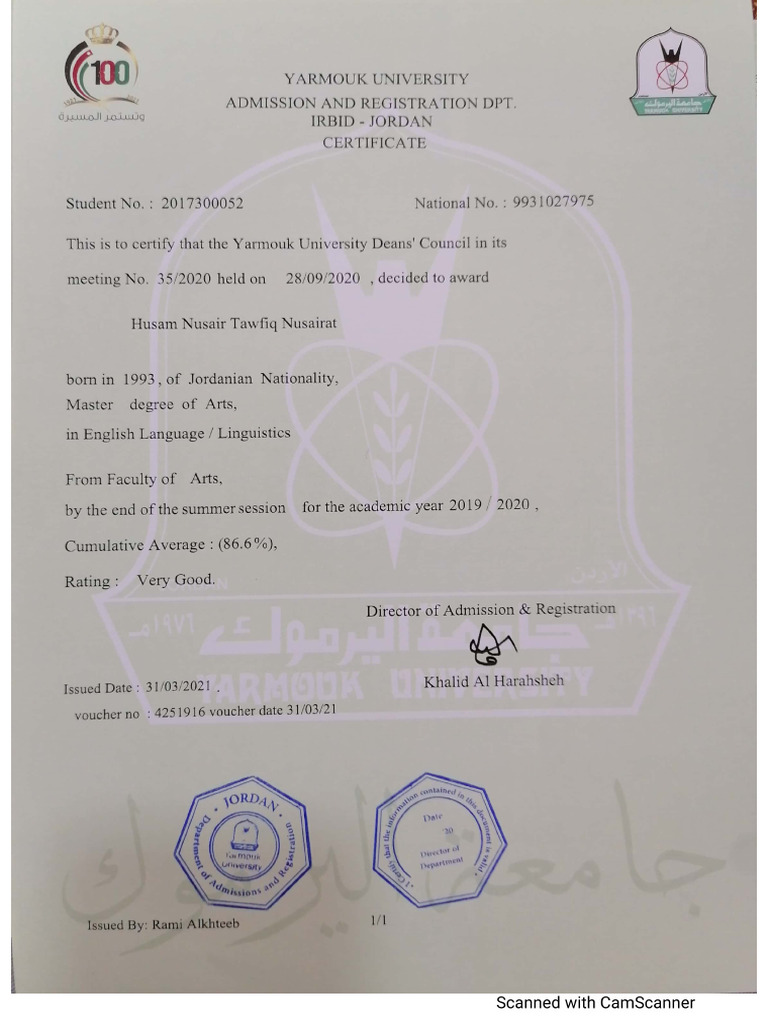 MA Certificate | PDF