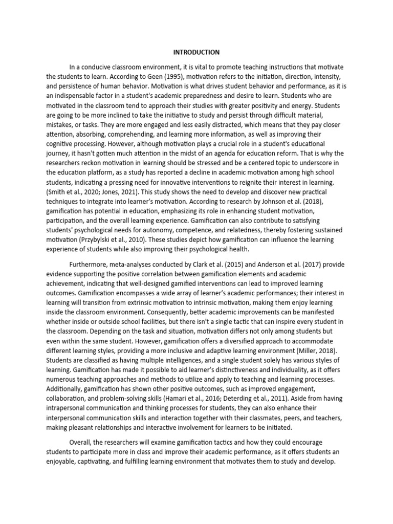 INTRODUCTION | PDF | Motivational | Motivation