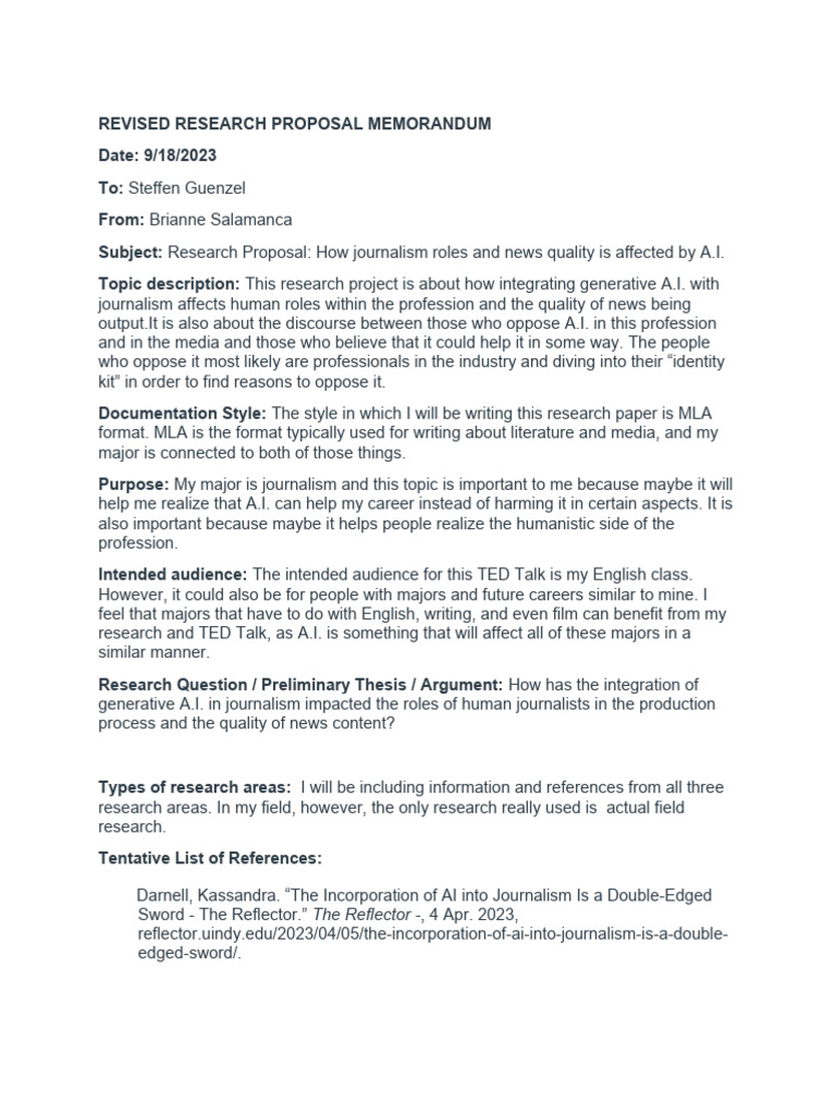 Revised Research Proposal Memorandum 1 | PDF | Artificial Intelligence | Intelligence (AI ...