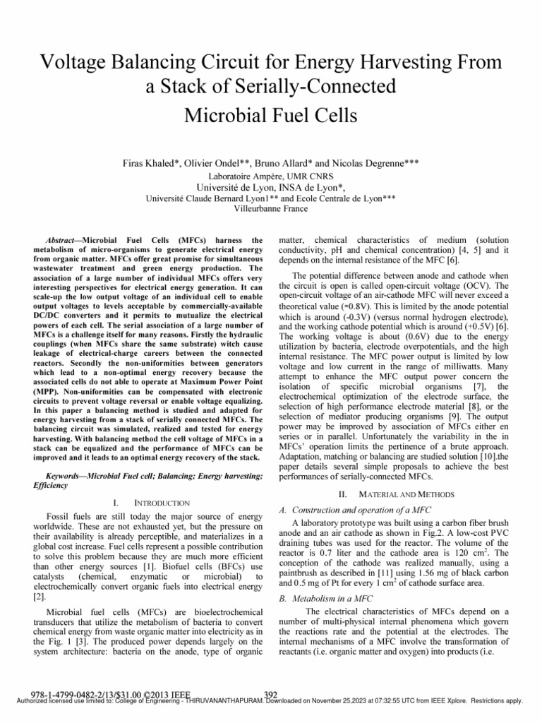 Voltage Balancing Circuit For Energy Harvesting From A Stack of ...