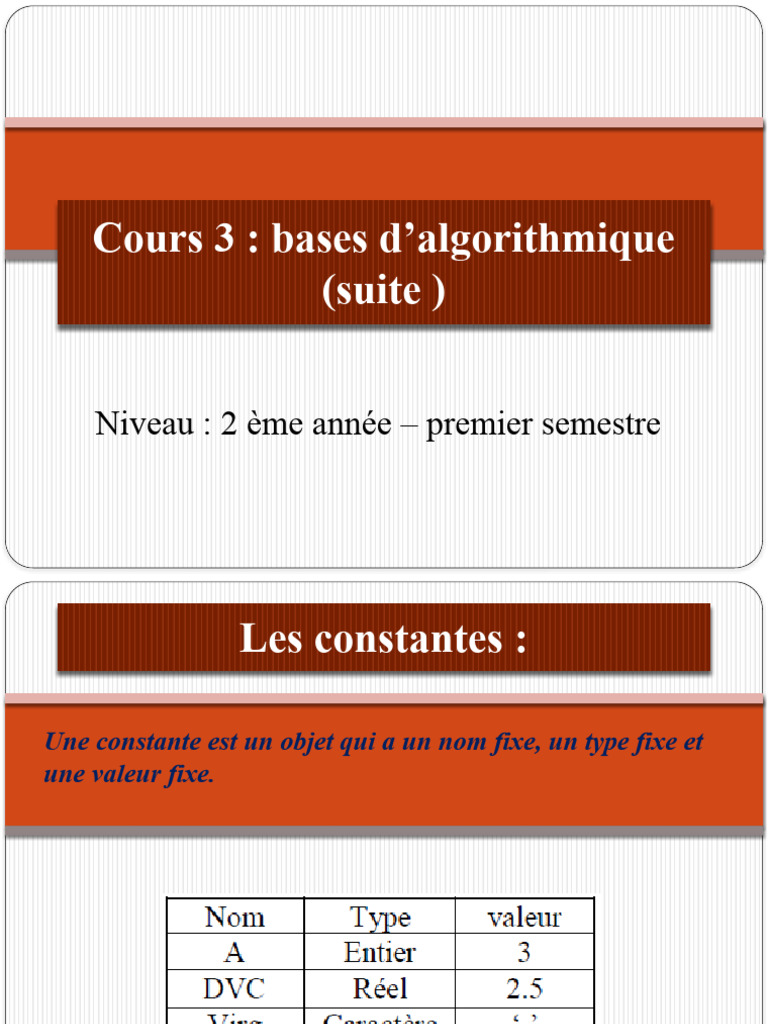 Bases de l'algorithmique en 2ème année | PDF | Entrée/Sortie | Informatique théorique
