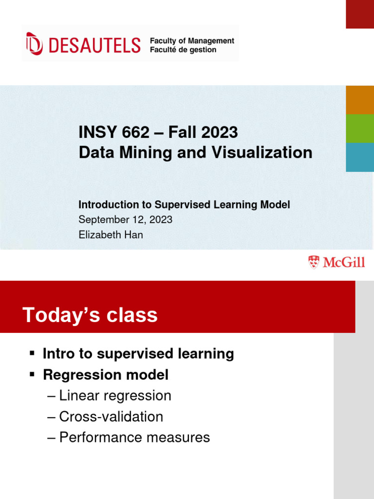INSY662 - F23 - Week 3-1 | PDF | Cross Validation (Statistics) | Regression Analysis