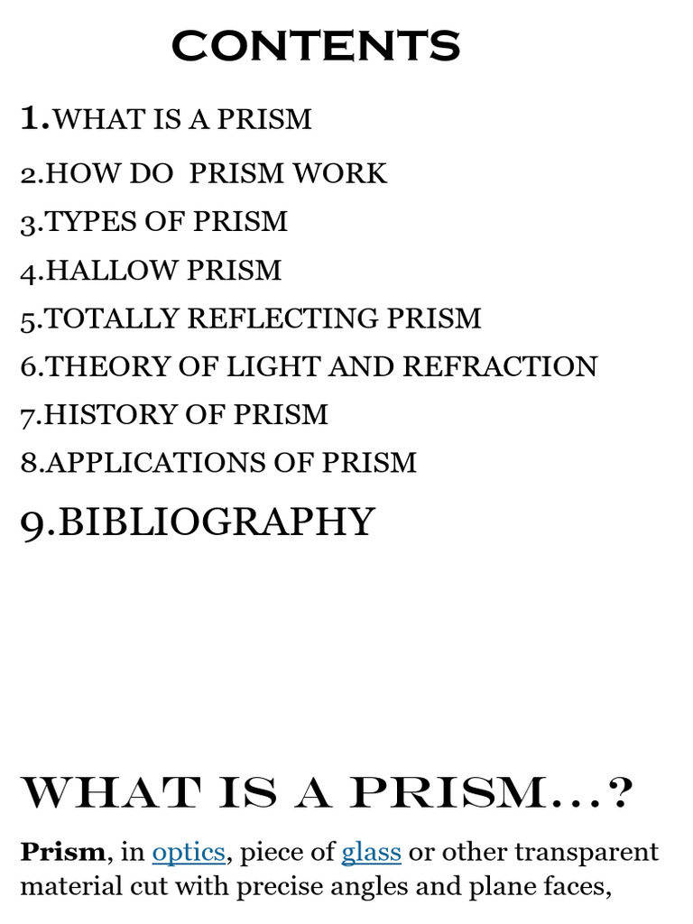 Understanding Prisms: Types & Functions | PDF | Refraction | Reflection ...