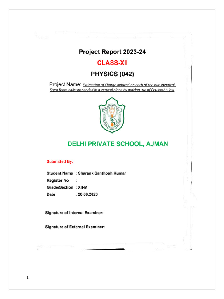 Physics Asl Project (Edited) | PDF | Electric Charge | Force