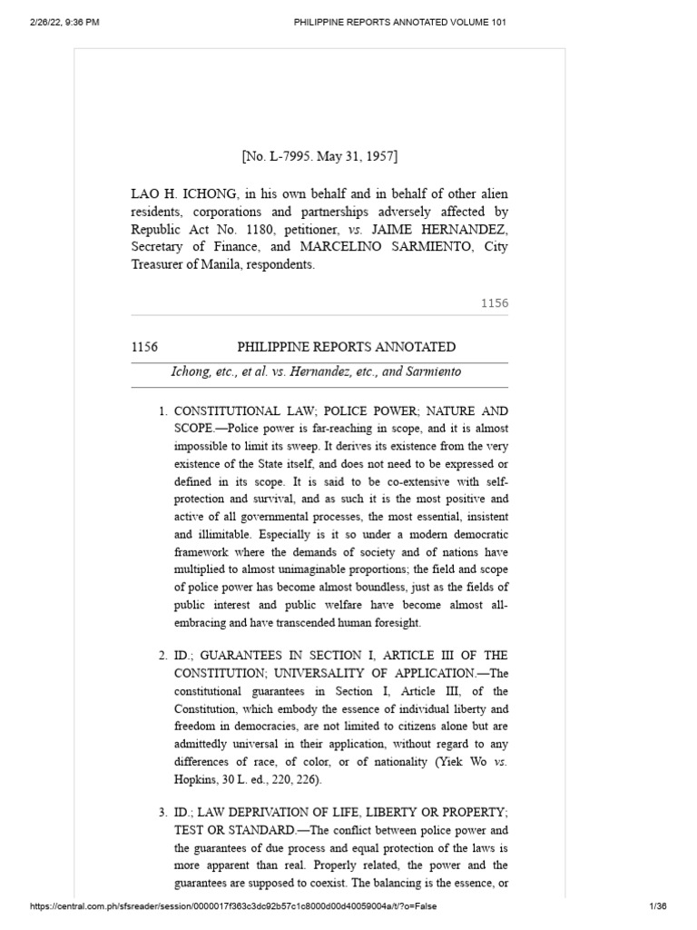 Ichong VS Hernandez | Download Free PDF | Equal Protection Clause ...