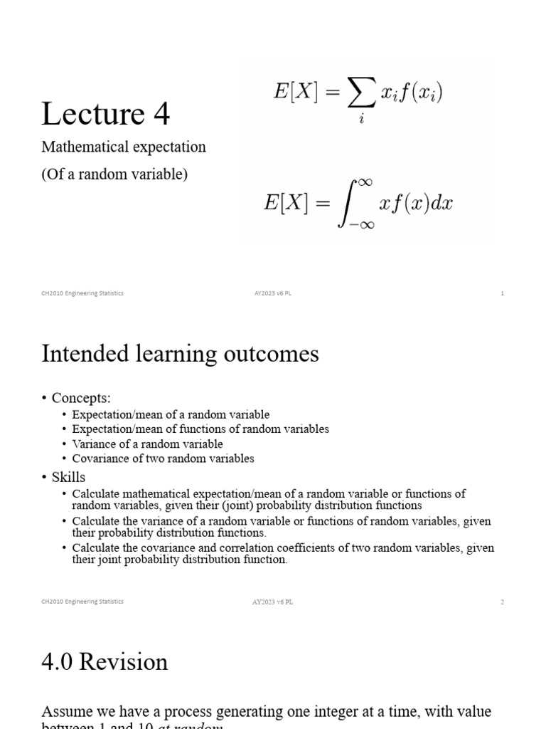 Mathematical Expectation | PDF | Random Variable | Variance Mathematical Expectation | PDF | Random Variable | Variance