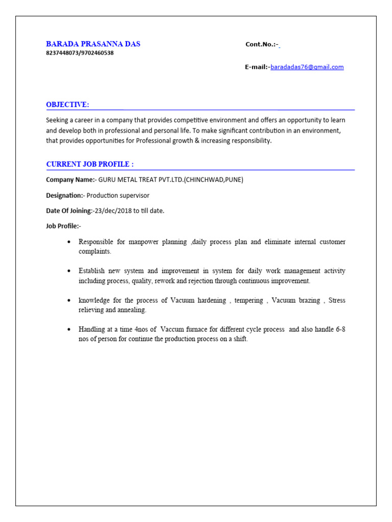 1 - Resume Das | PDF | Heat Treating | Secondary Sector Of The Economy