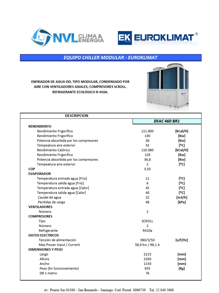 Ficha Chiller Modular-Ekac-460 | PDF | Refrigerador | Frío