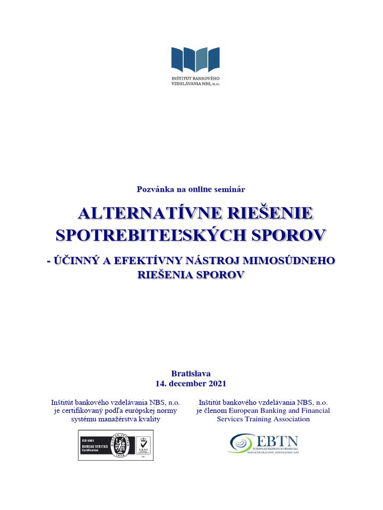 OL Alternatívne Riešenie Spotrebiteľských Sporov (ARS) | PDF