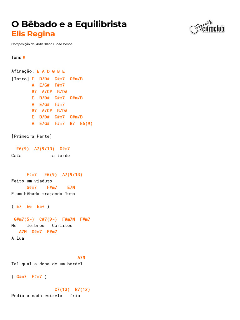 Cifra Club - Elis Regina - O Bêbado e A Equilibrista | PDF