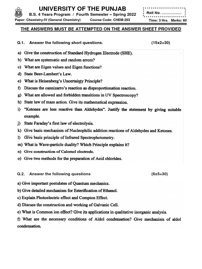 P2022 Chem-203 | PDF