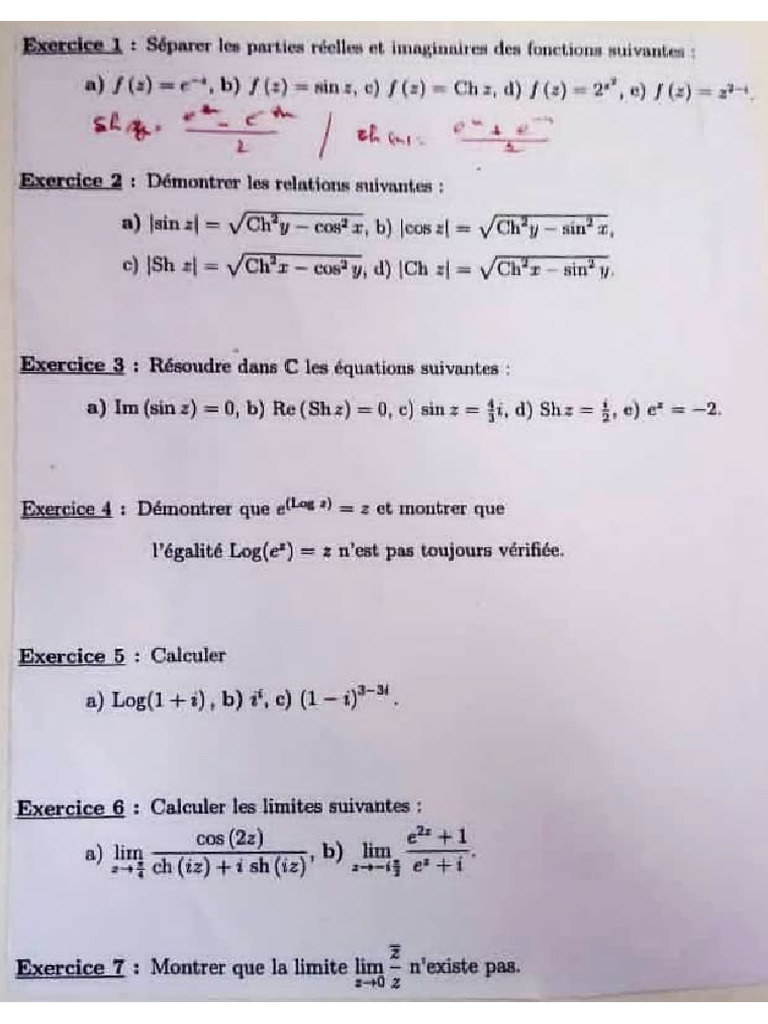 Les TD Et Exam Analyse 3.daoudi | PDF