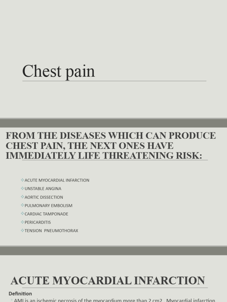 Chest Pain | PDF | Myocardial Infarction | Ischemia