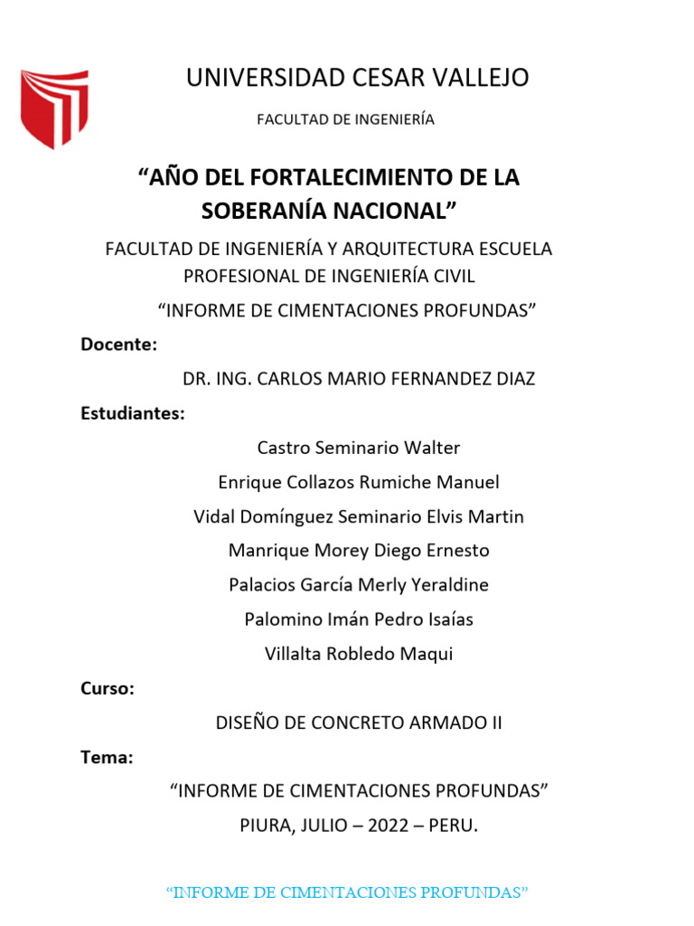 Informe #04 de Cimentaciones Profundas - Okok | PDF | Fundación ...