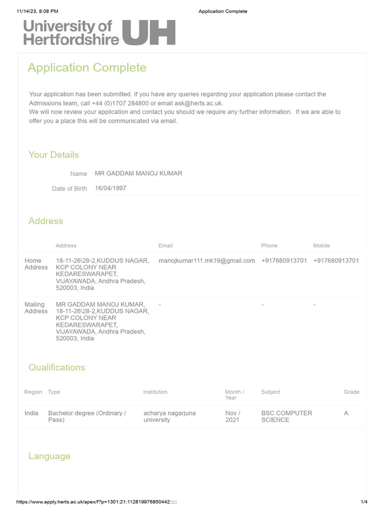 Hertfordshire Application | PDF