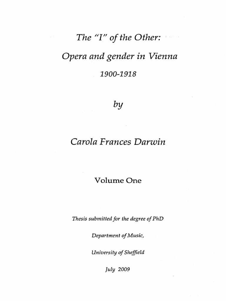 Carola Frances Darwin Opera and Gender 2009 | PDF | Musicology | Feminism