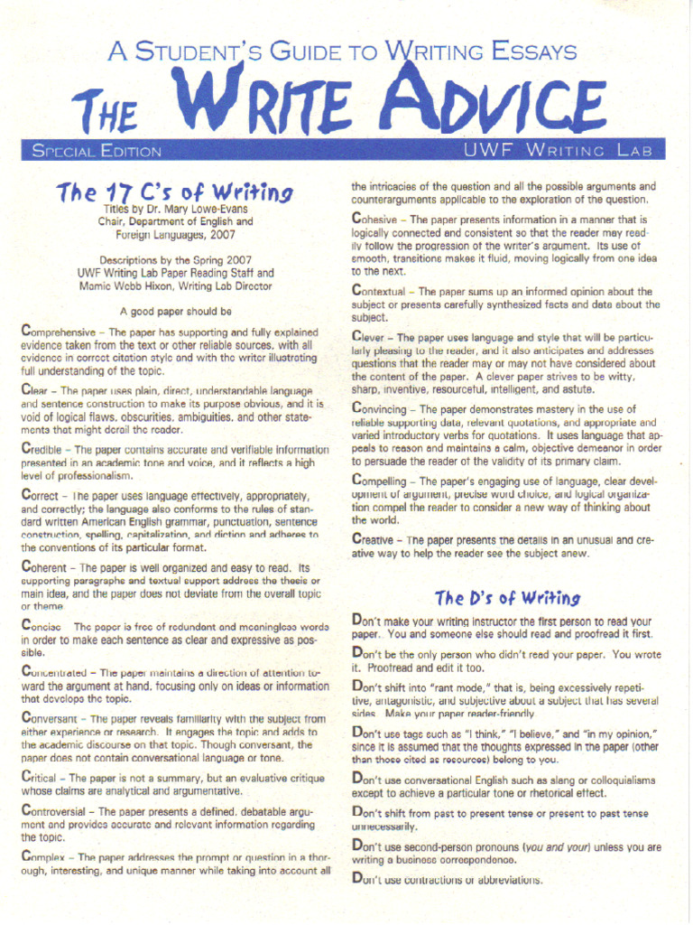 A Students Guide To Writing Essays | PDF