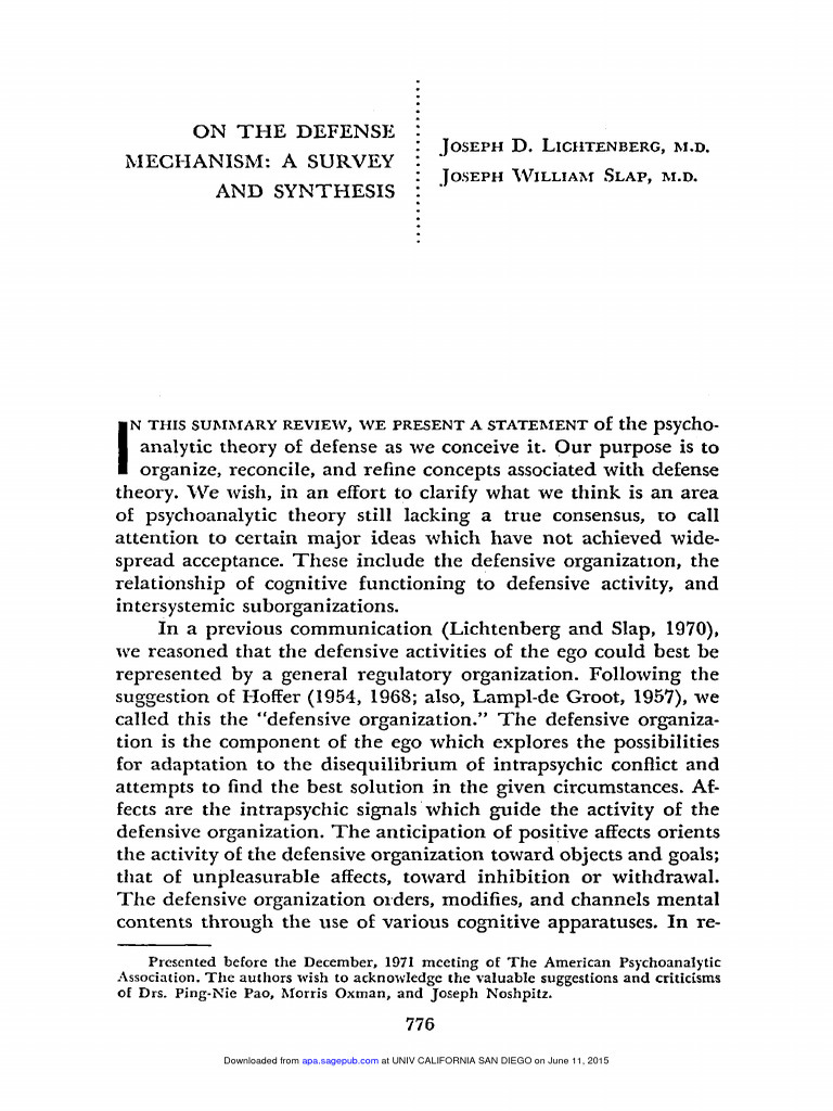 Defense Mechanisms | PDF | Psychoanalysis | Id