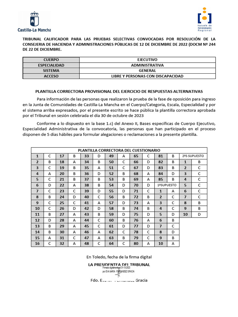 Plantilla Provisional Adtvo Ord | PDF