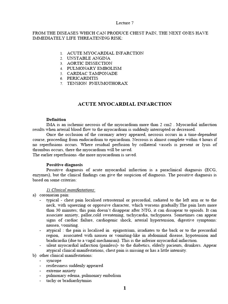 Lecture 7 | PDF | Myocardial Infarction | Heart