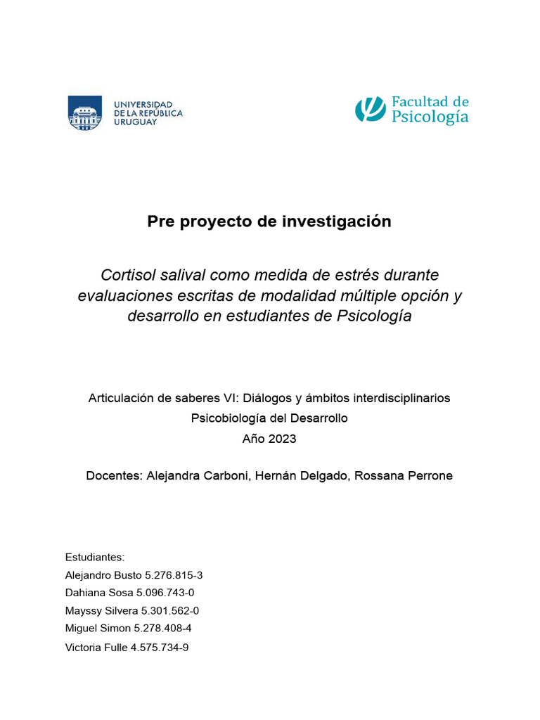 Cortisol Salival Como Medida de Estrés Durante Evaluaciones Escritas de ... Cortisol Salival Como Medida de Estrés Durante Evaluaciones Escritas de ...