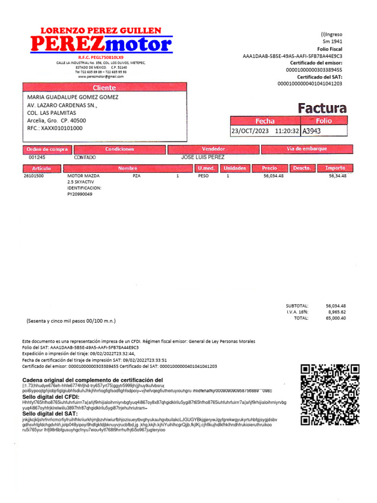 FACTURA Motor Cfdi | PDF