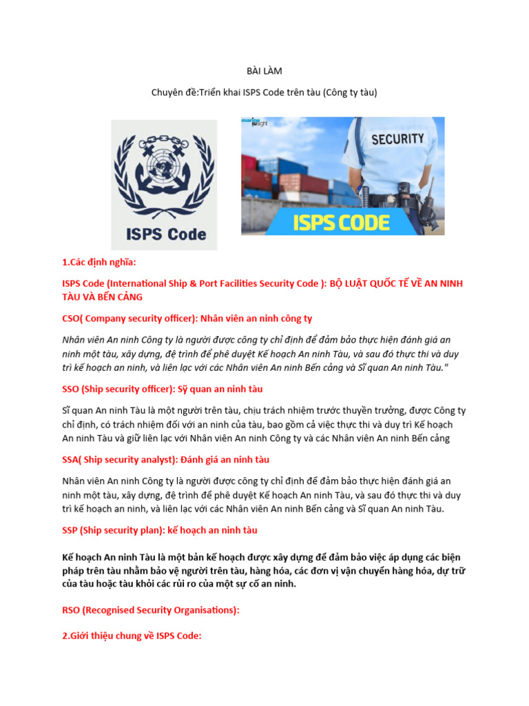 BÀI LÀM ISPS Code | PDF